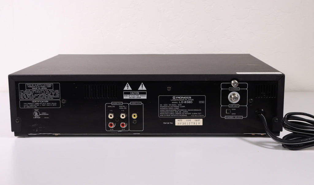 Pioneer LD-838D Laservision Laserdisc Player Vintage (No Remote)