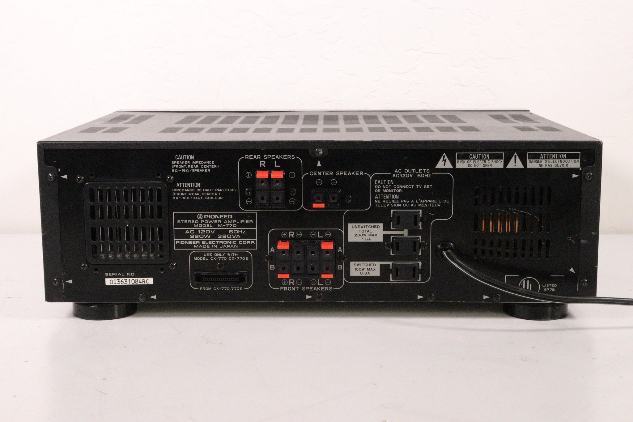 Pioneer M-770 Stereo Power Amplifier Proprietary 5 Channel