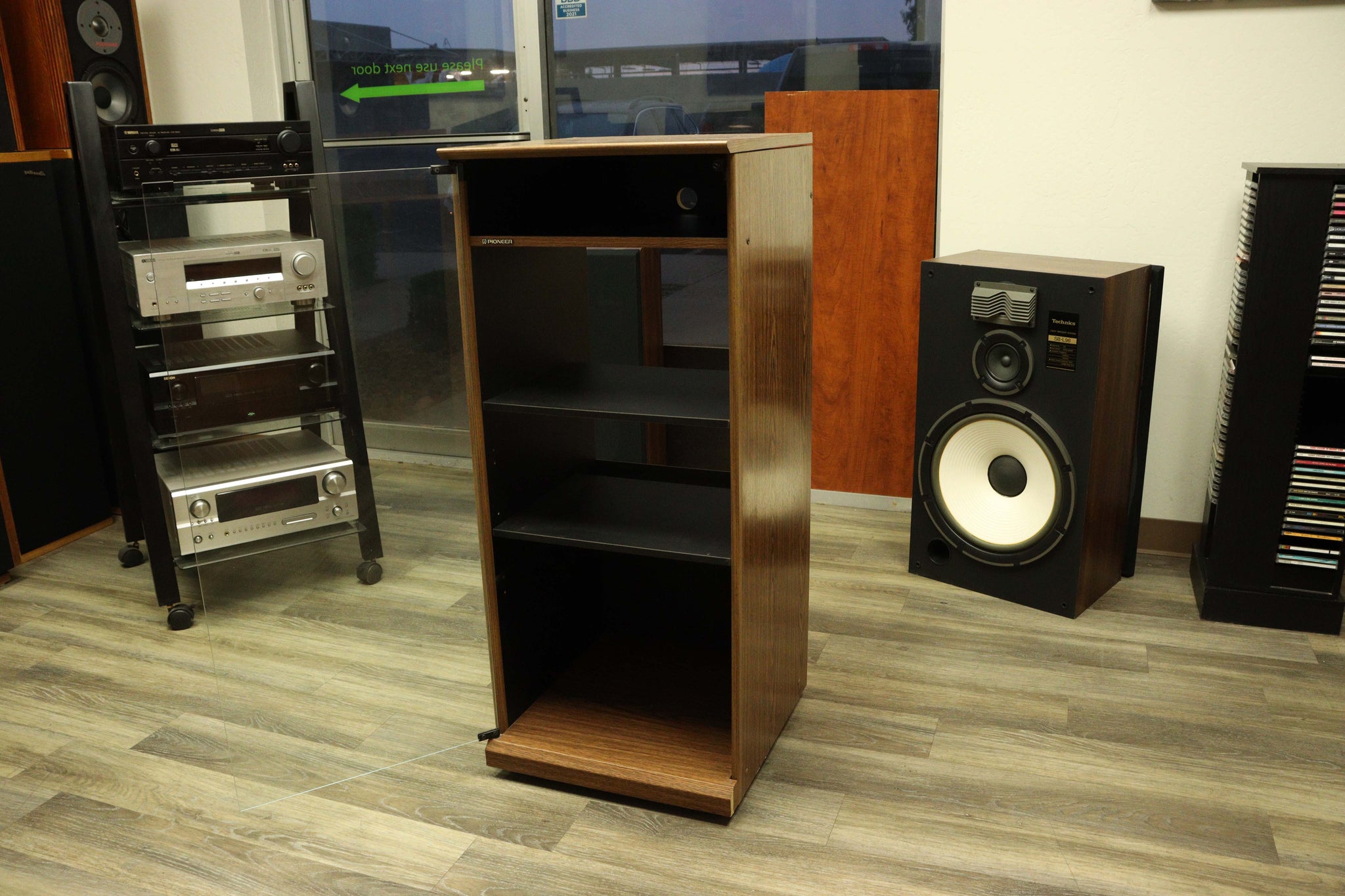 Pioneer Stereo Cabinet Rack with Glass Door Light Brown Wood RA-F7000