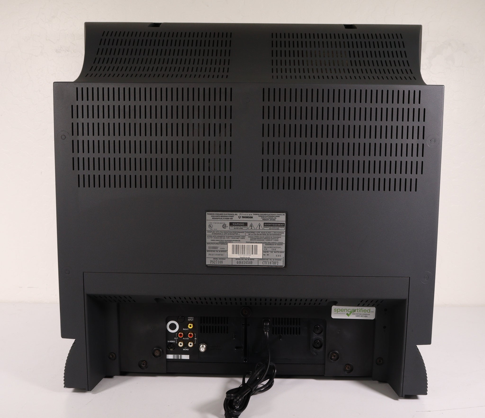 Proscan PS27108 Tube TV Television Screen Vintage w/ S-Video