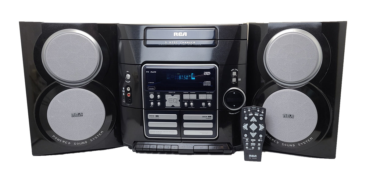 RCA RS2620 5-Disc CD Player AM FM Radio and Dual Cassette Deck Stereo ...
