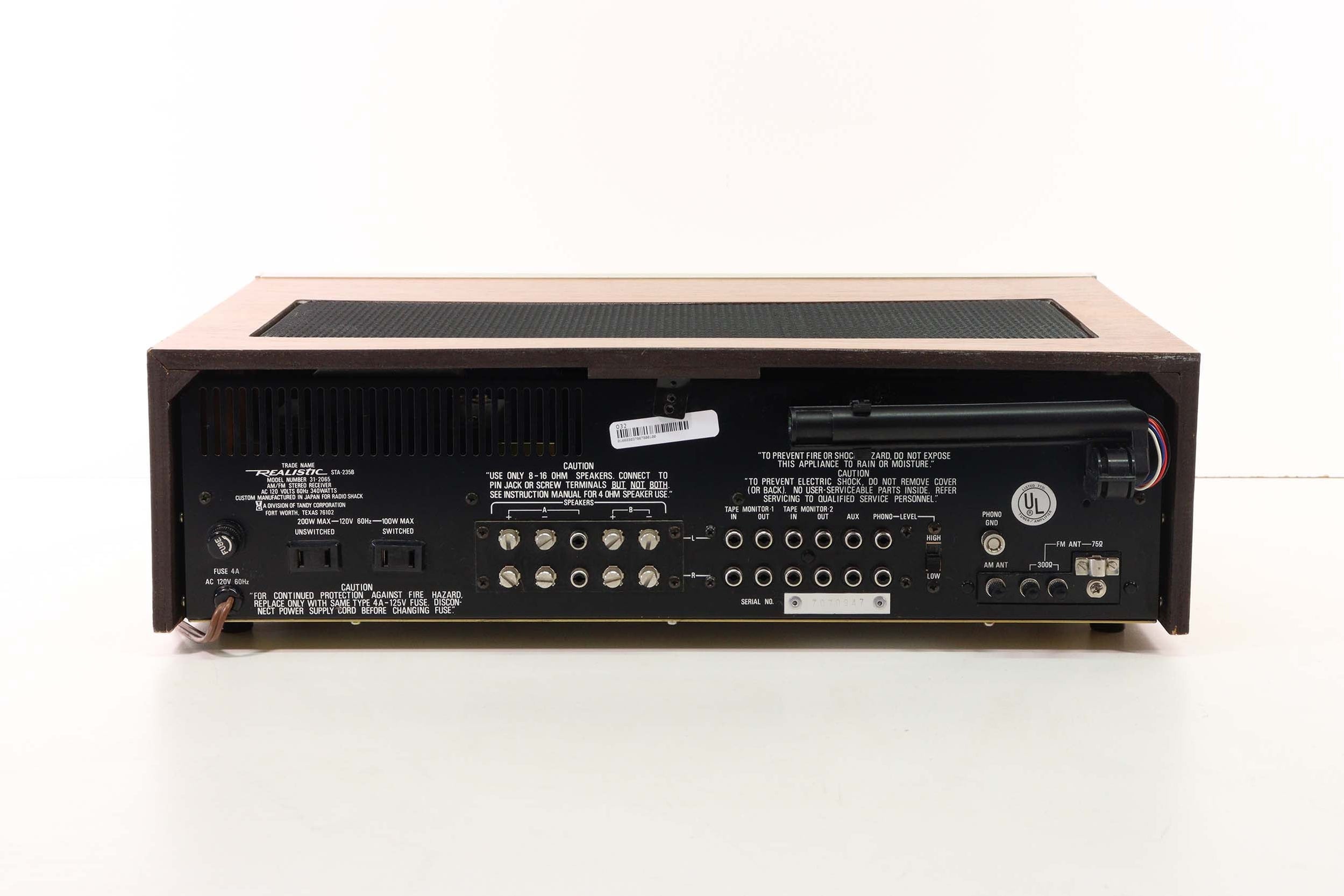 REALISTIC STA-235B Vintage Amplifier STEREO RECEIVER Silver with Woode ...