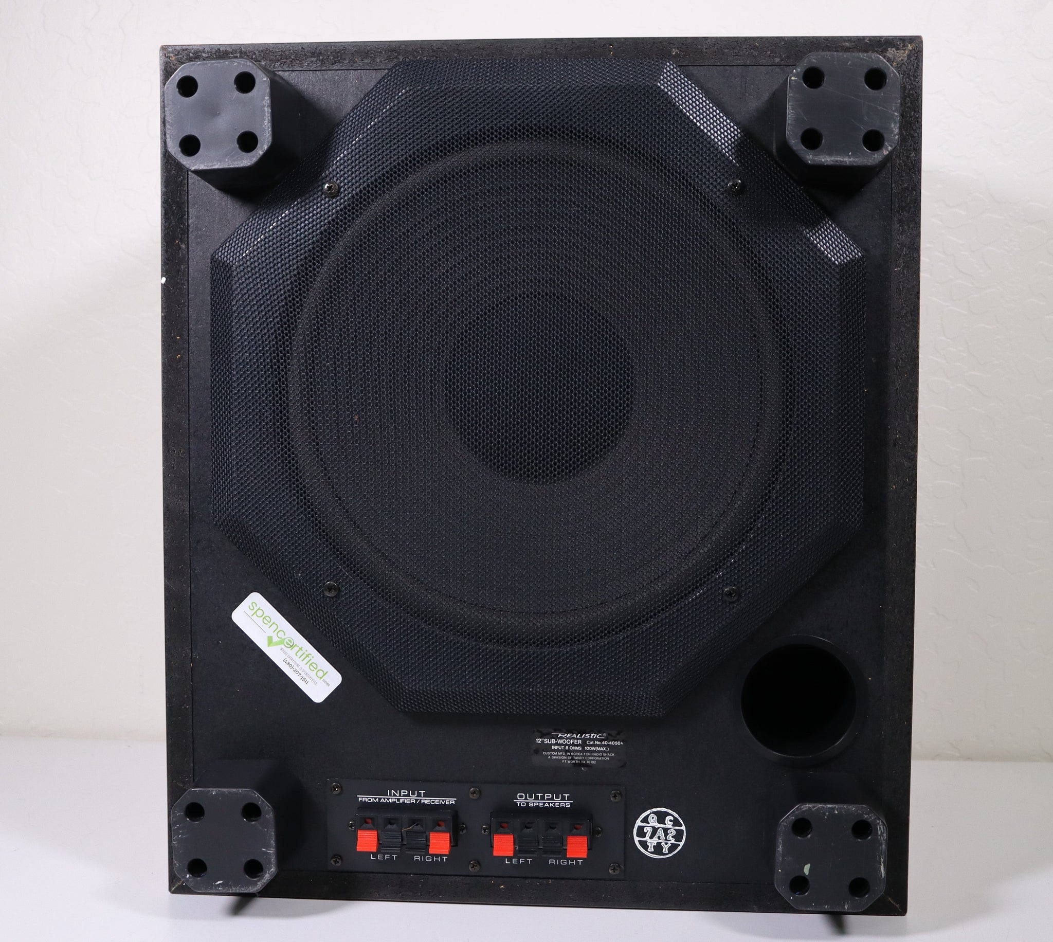 Realistic 12" Sub Woofer 40-4050A 8 Ohms 100W Speaker (Easily add it t
