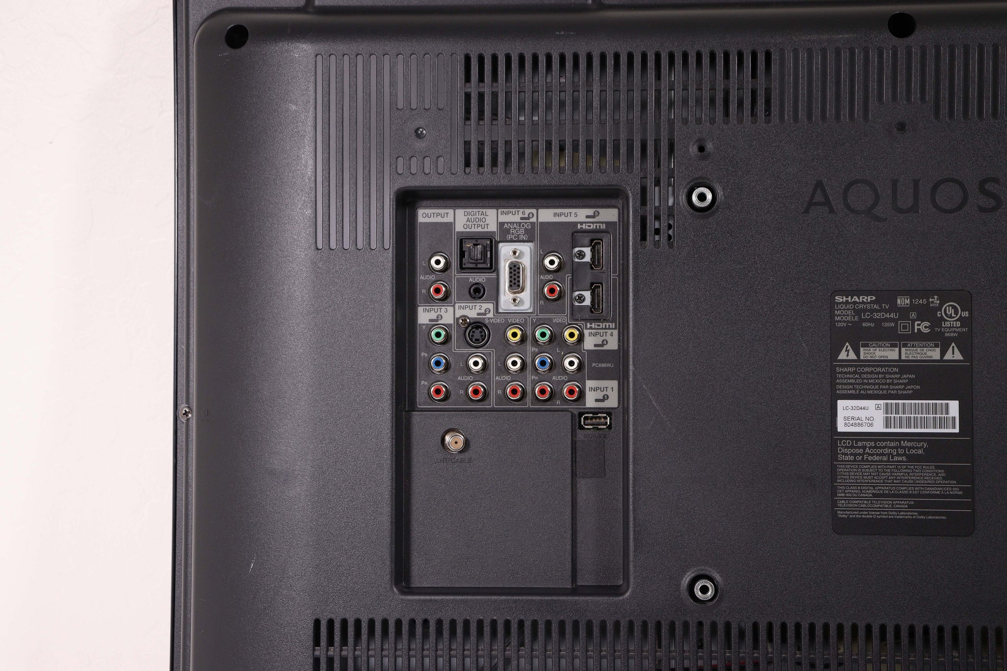 Sharp Liquid Crystal TV LC-32D44U 32 Inch Screen Television (NO STAND