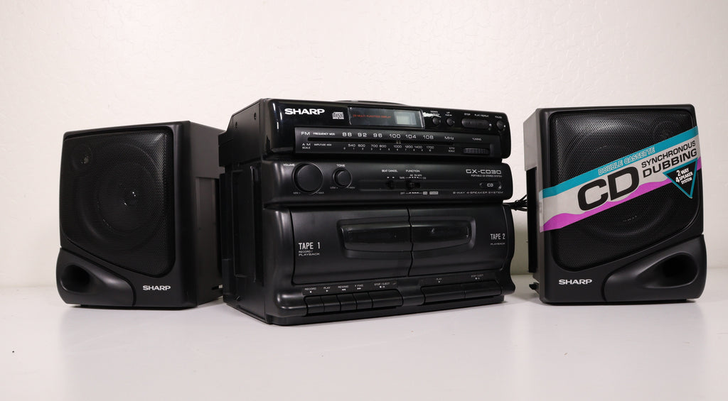Sharp Portable CD Player Dual Cassette Deck Stereo System GX-CD30