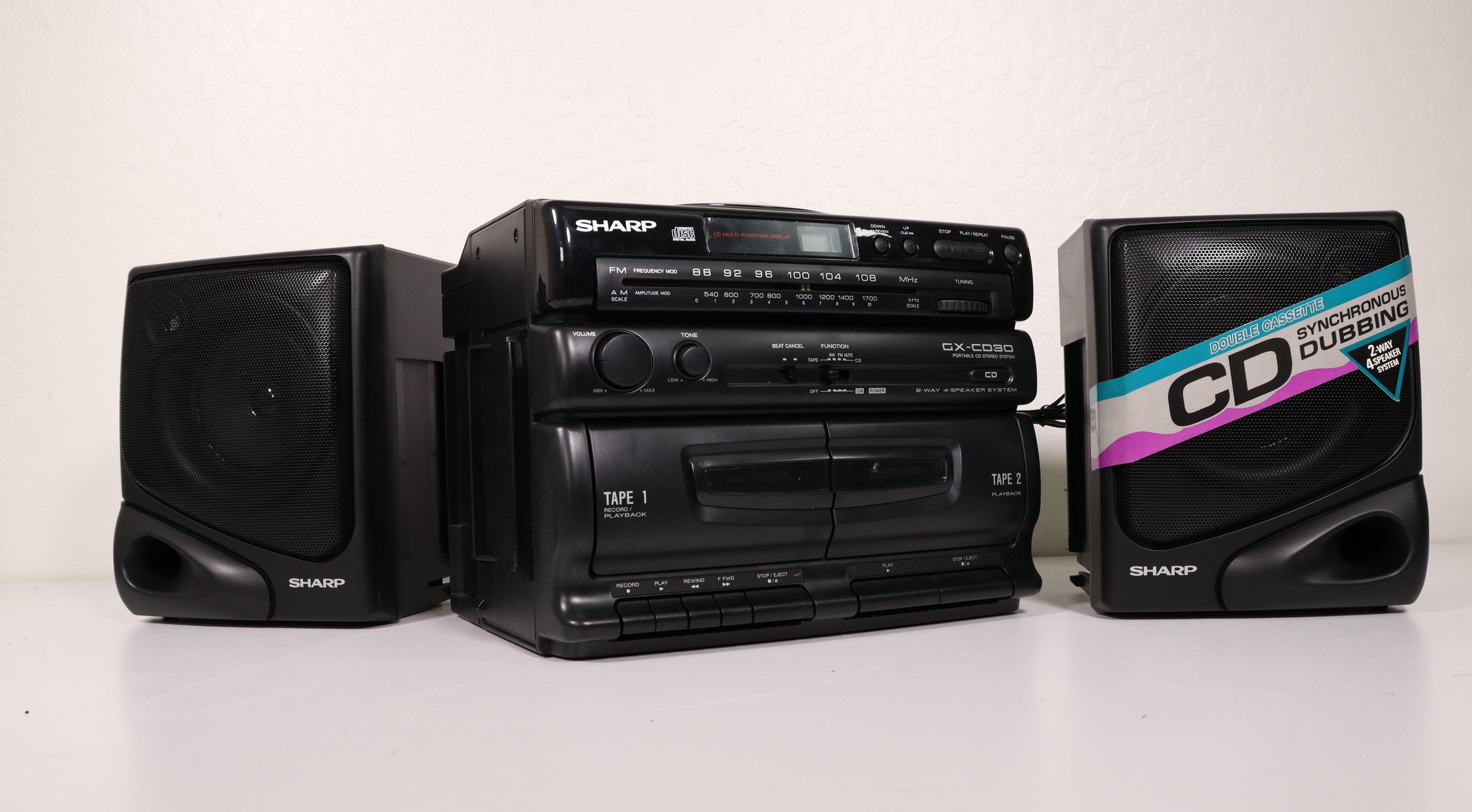 Sharp Portable CD Player Dual Cassette Deck Stereo System GX-CD30 ...