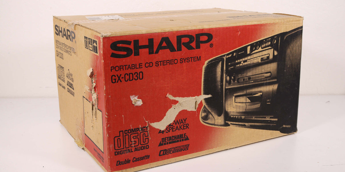 Sharp Portable CD Player Dual Cassette Deck Stereo System GX-CD30 ...