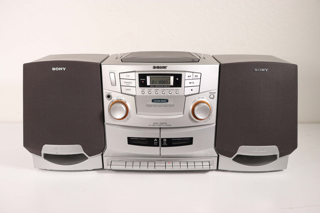 Sony CFD-ZW755 Portable Dual Cassette Deck Player Recorder CD Player R