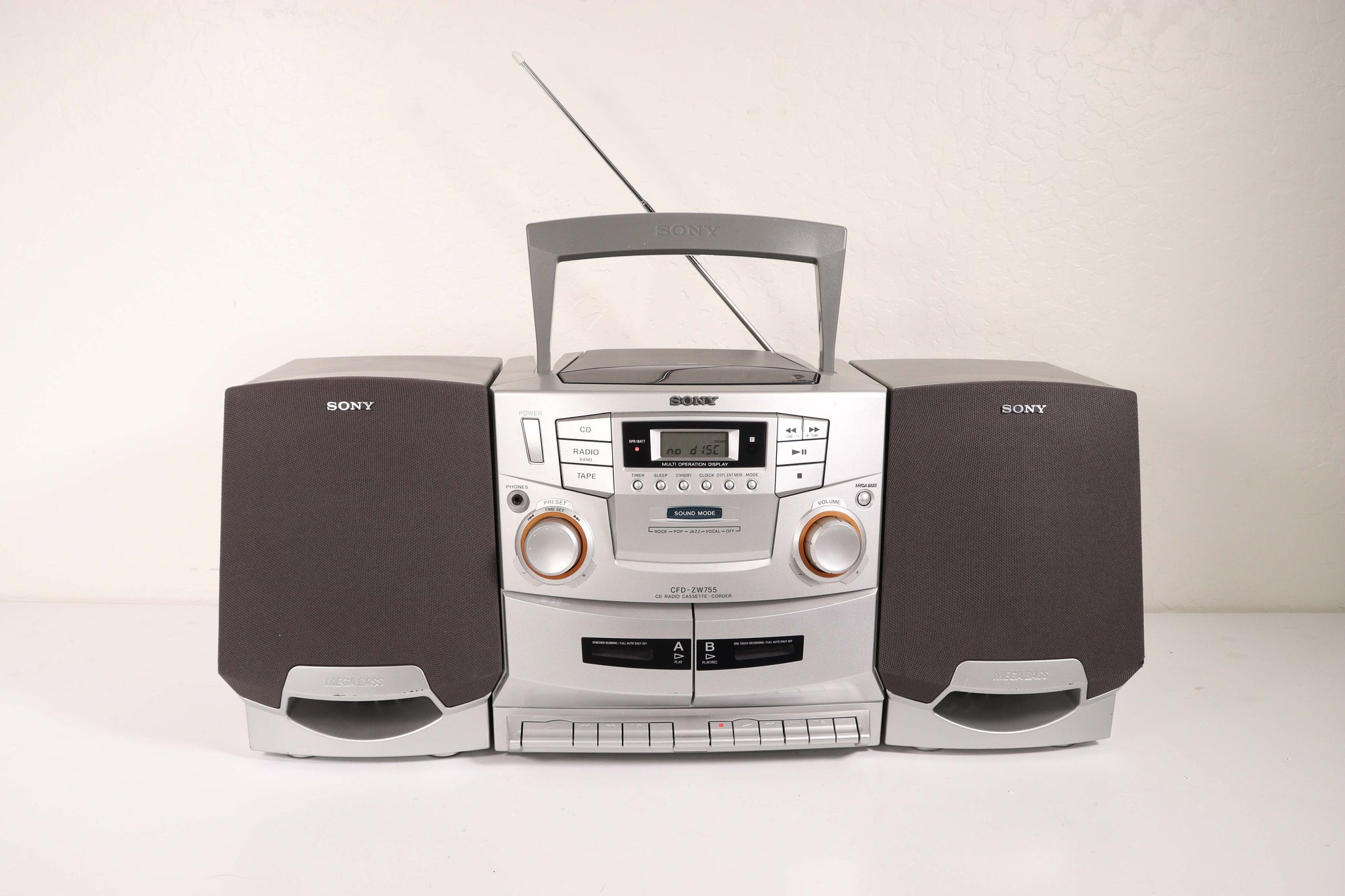 Sony CFD-ZW755 Portable Dual Cassette Deck Player Recorder CD Player R