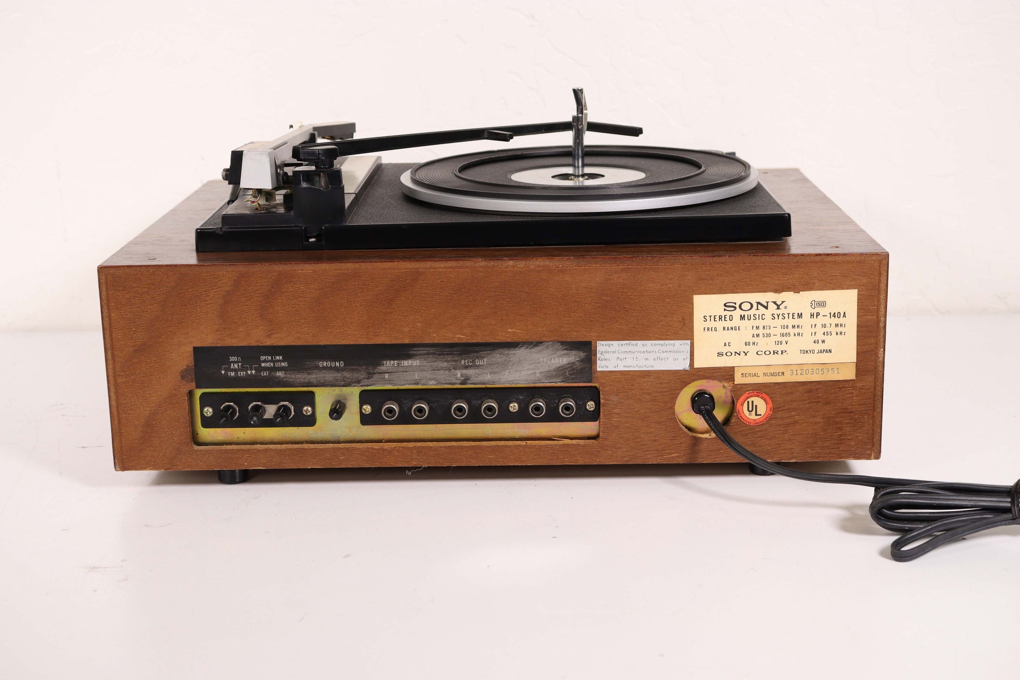 Sony HP-140A Stereo Music System Record Player AMFM Vintage Radio