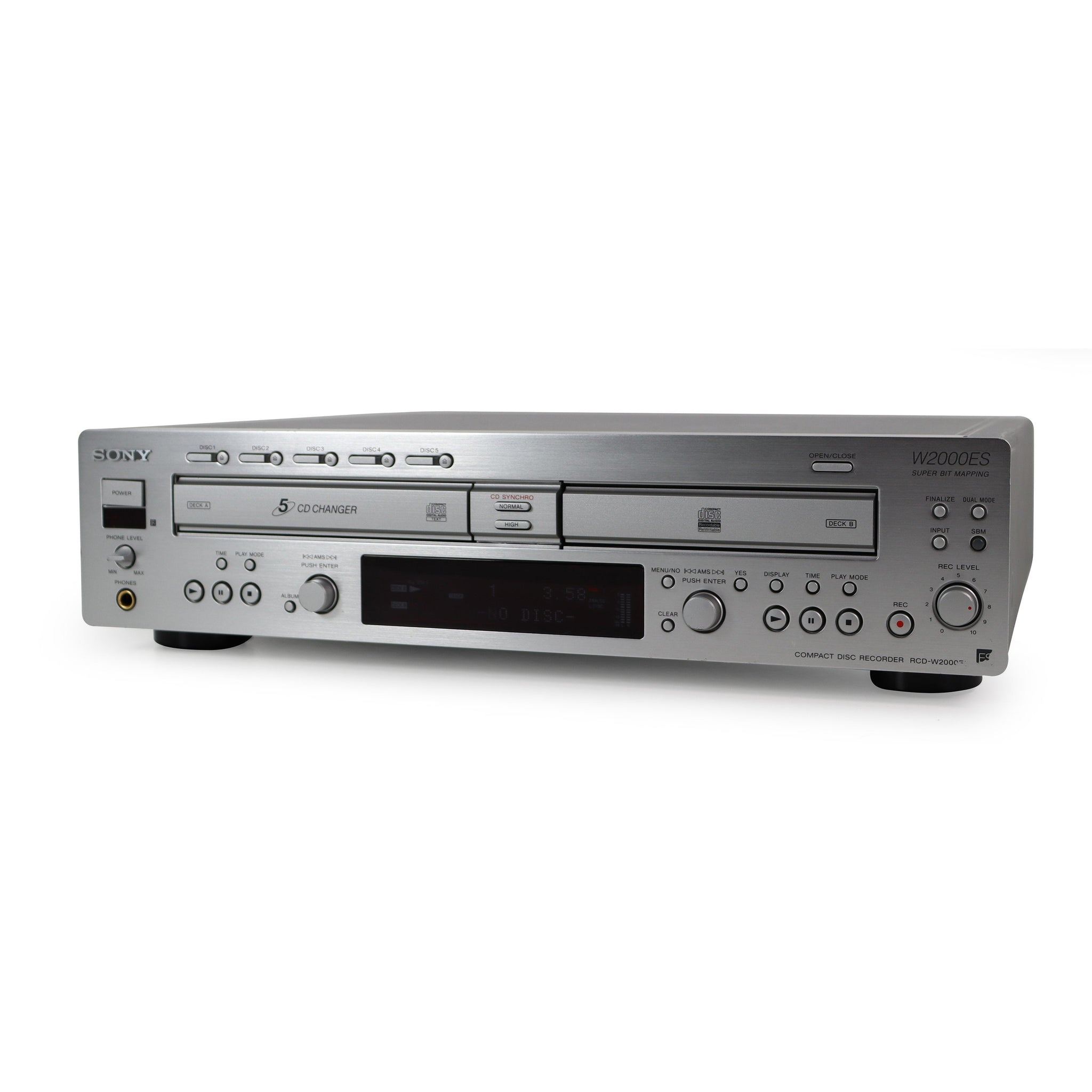 Sony RCD-W2000ES Elevated Standard Dual Tray 5-Disc CD Changer ...