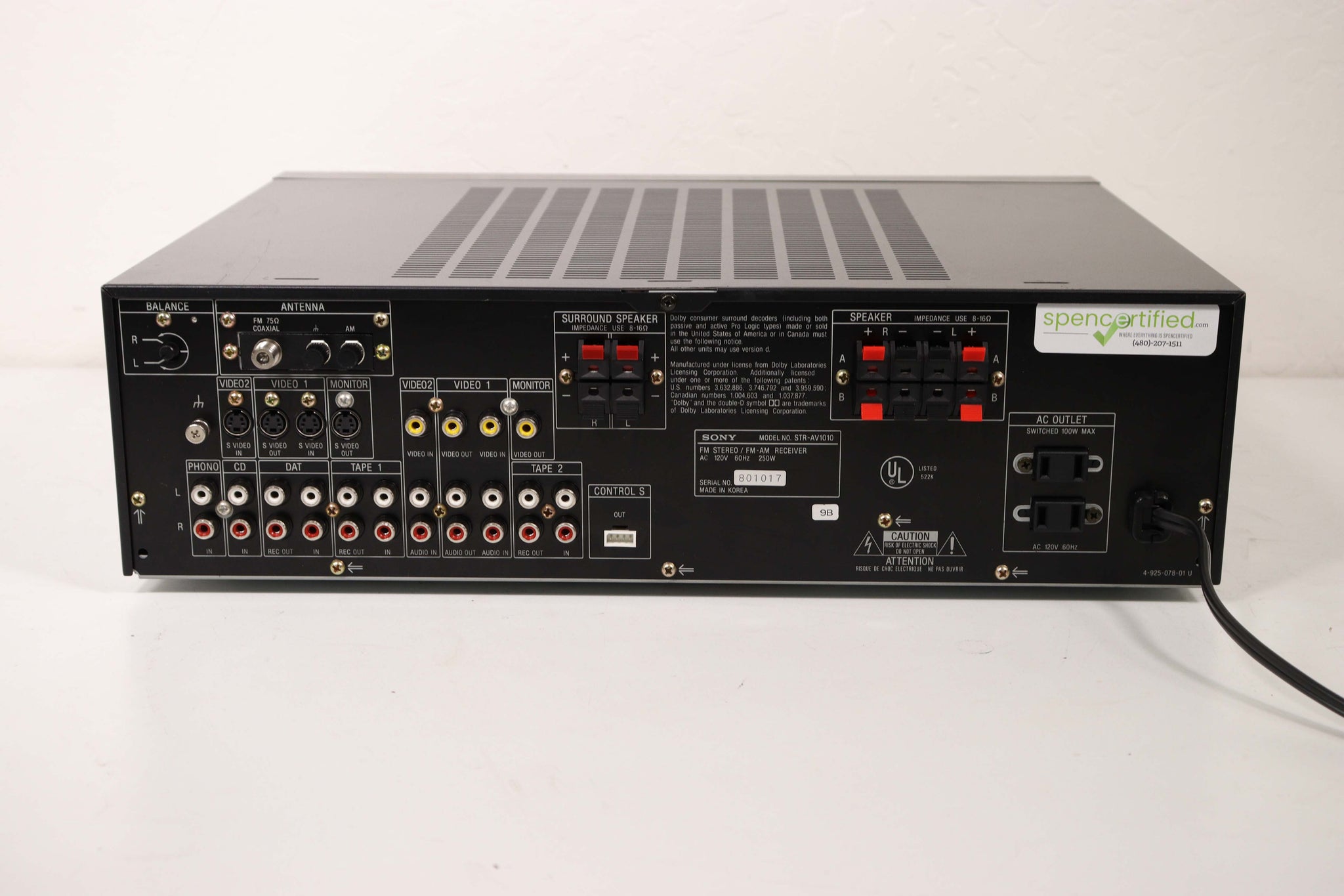 Sony STR-AV1010 FM AM Stereo Receiver Audio Speaker Amplifier System