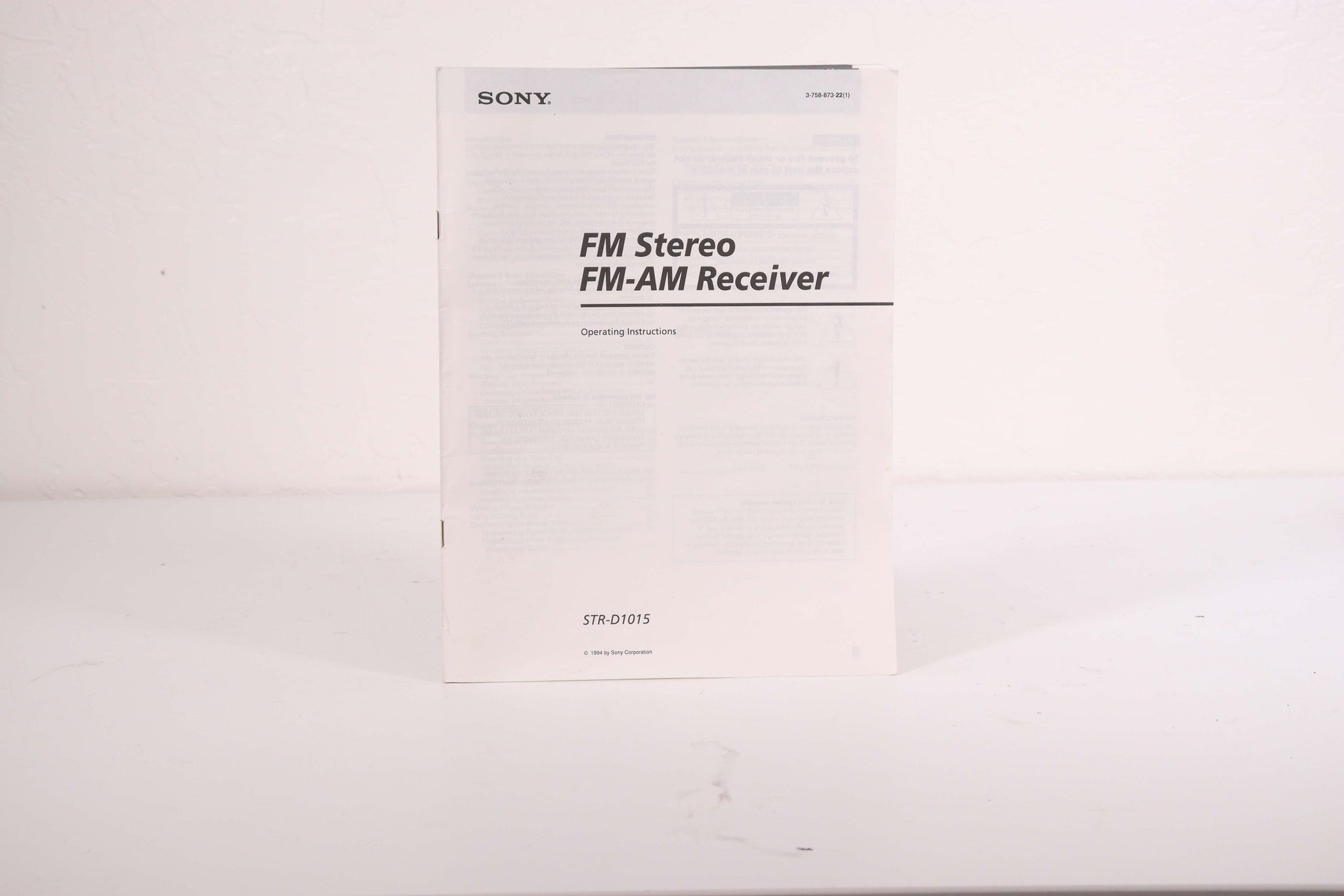 Sony STR-D1015 Stereo Receiver AM FM Tuner 120 Watts Per Channel Made