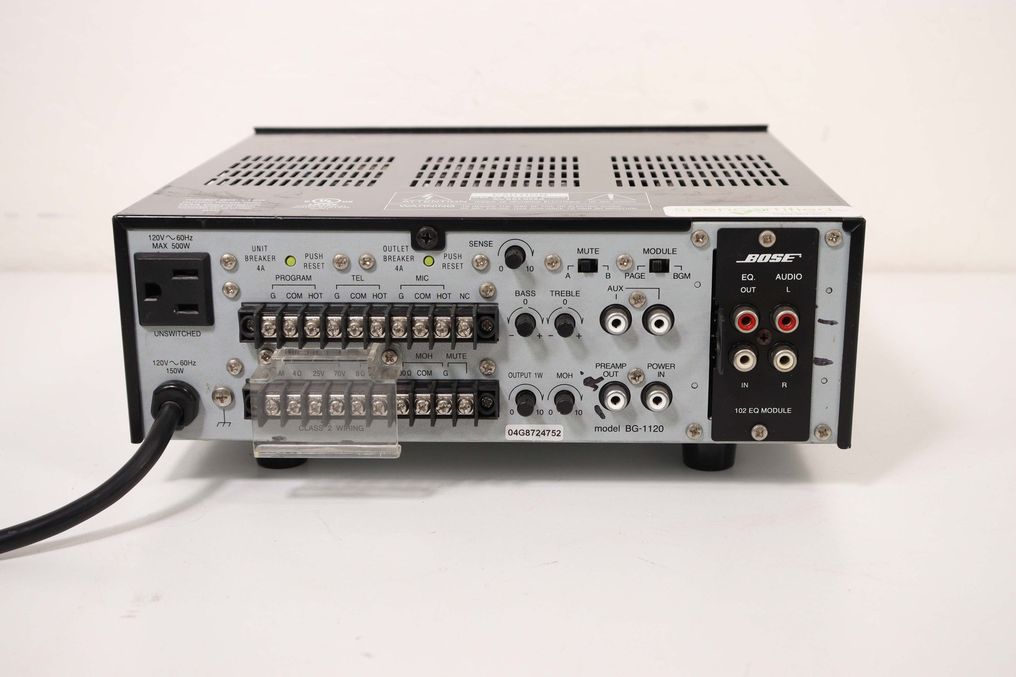 TOA Integrated Amplifier BG-1120 with Bose 102 EQ Module Accessory
