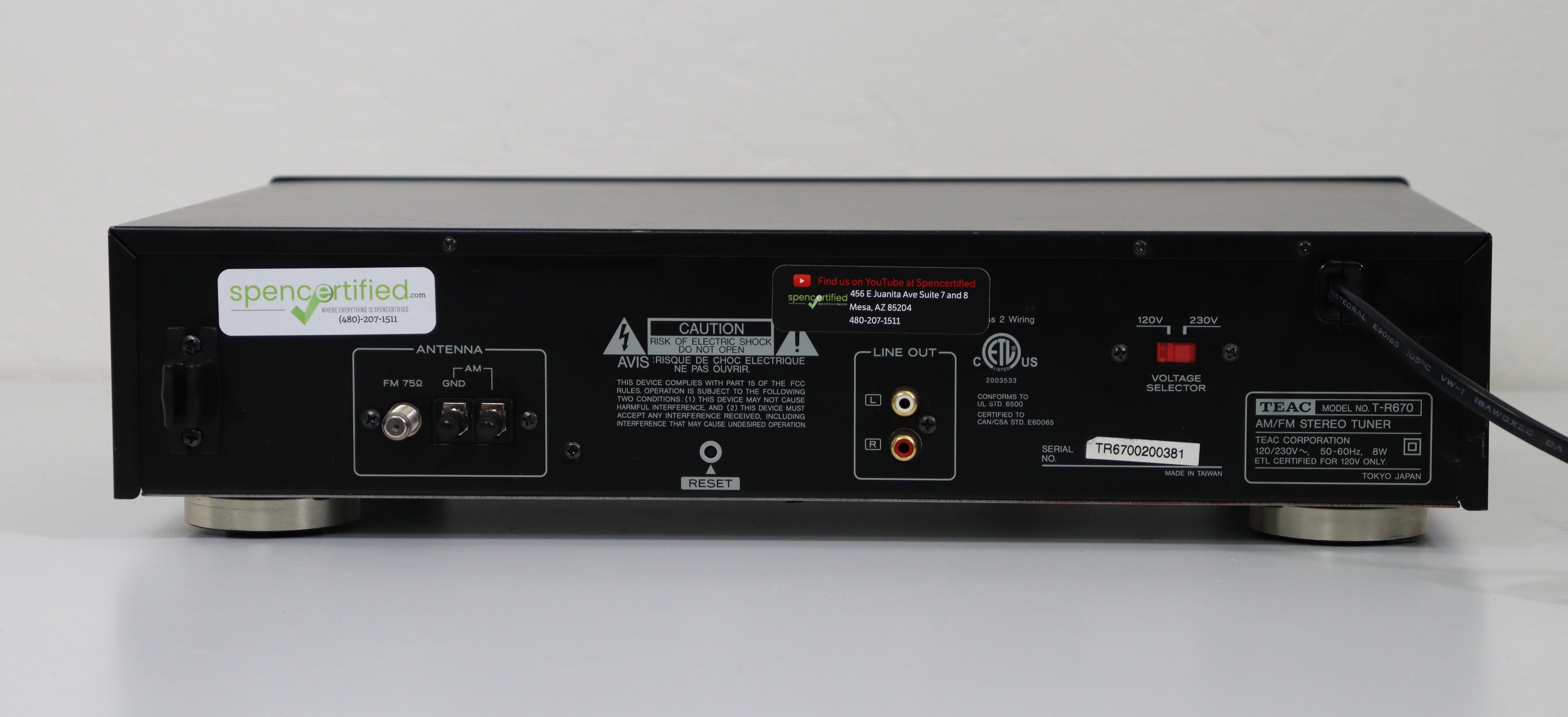 Teac T-R670 AM/FM Stereo Tuner with Voltage Selector — SpenCertified