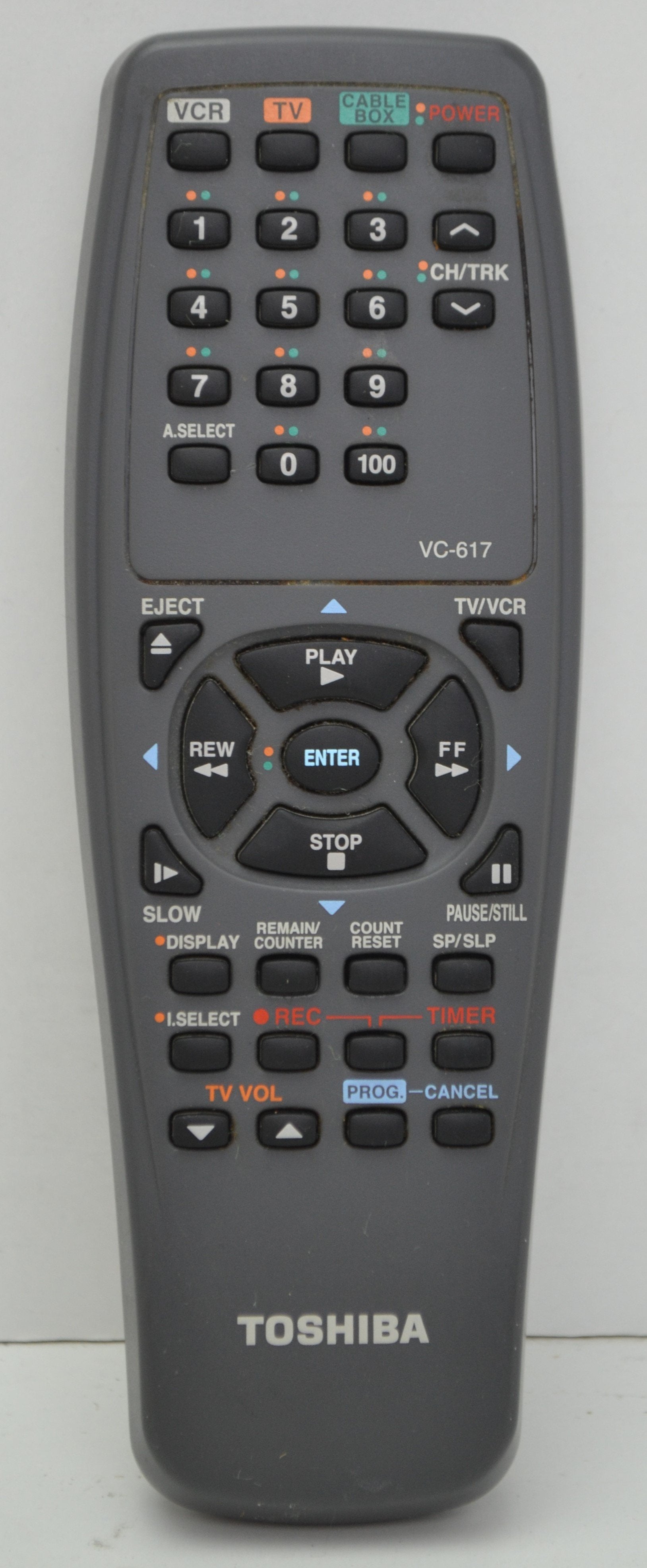 Toshiba VC-617 Remote Control Transmitter Unit Clicker for VCR TV and