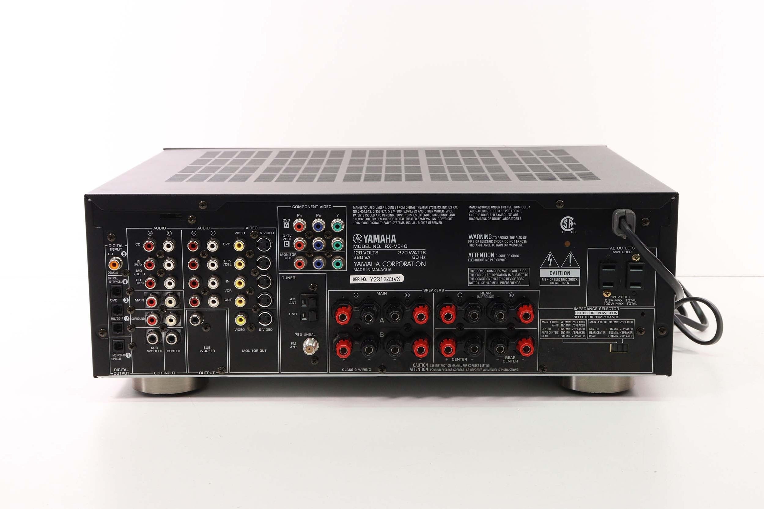 YAMAHA RX-V540 Natural Sound AV Receiver (No Remote) — SpenCertified