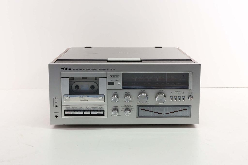 YORX M2455 AM/FM Stereo Receiver, Cassette Player Recorder, And Turnta