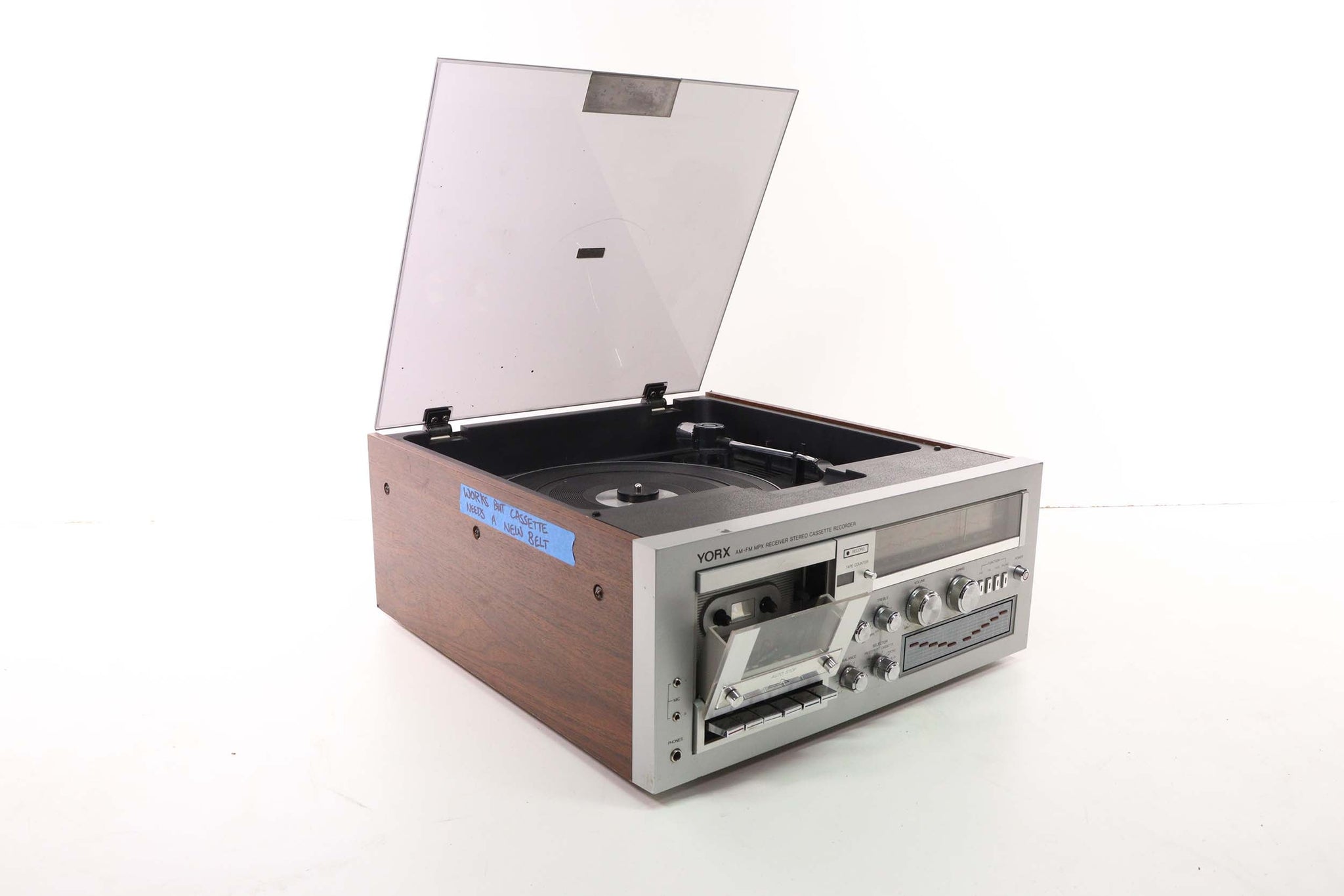 YORX M2455 AM/FM Stereo Receiver, Cassette Player Recorder, And Turnta ...
