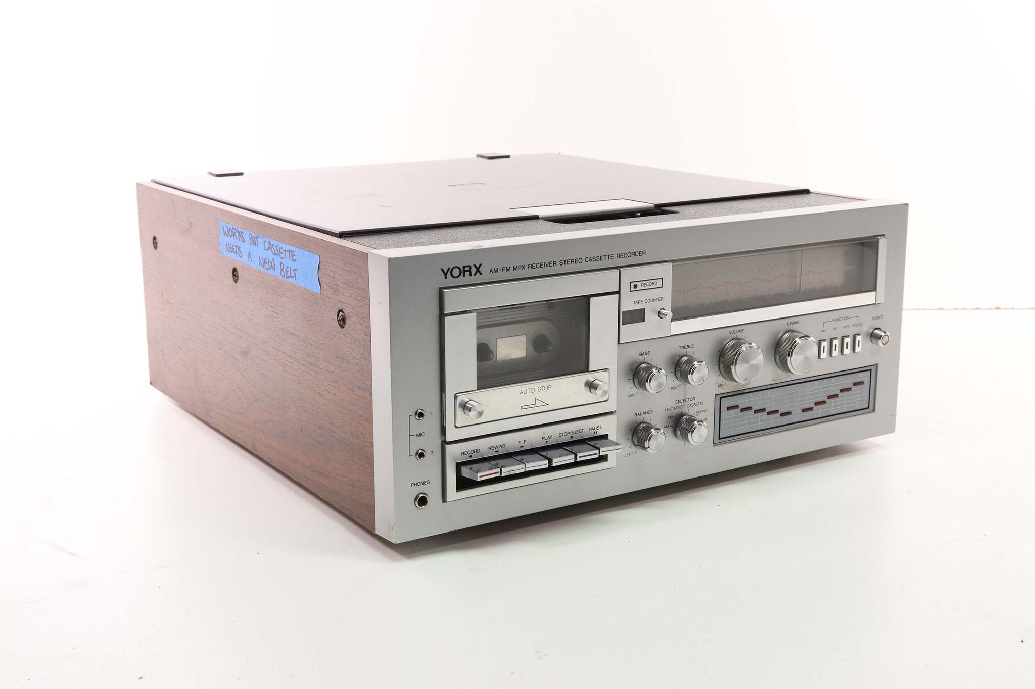 YORX M2455 AM/FM Stereo Receiver, Cassette Player Recorder, And Turnta ...